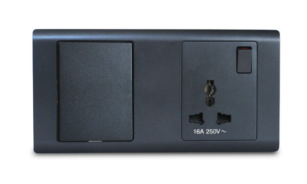 Combination Switch 1G 2W + S/Socket Universal 16A Graphite R-Series MK ...